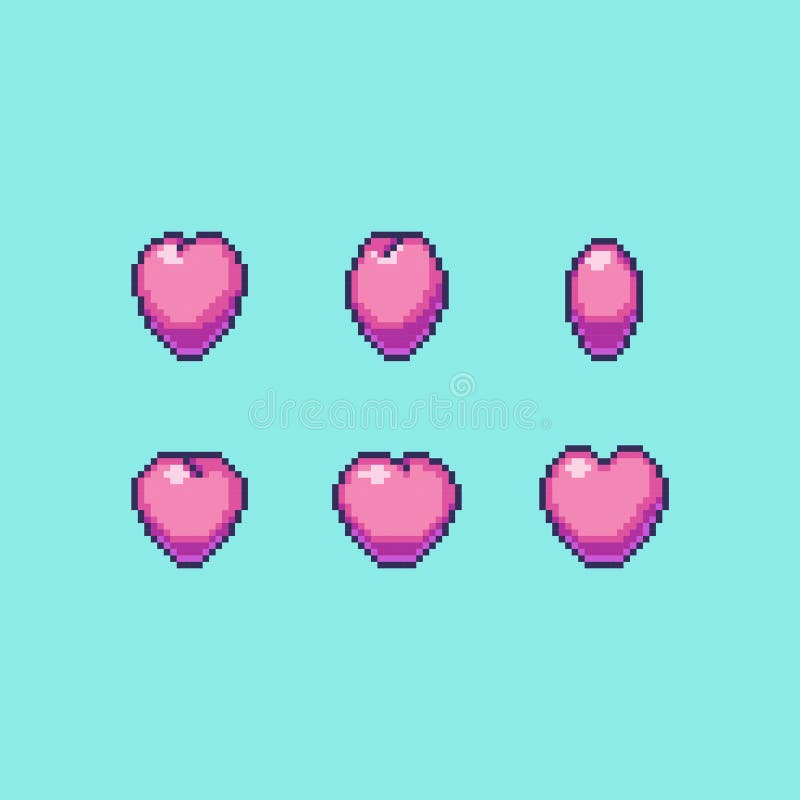 Animated Vector Pixel Art Heart Icon for Game Development Stock Vector ...