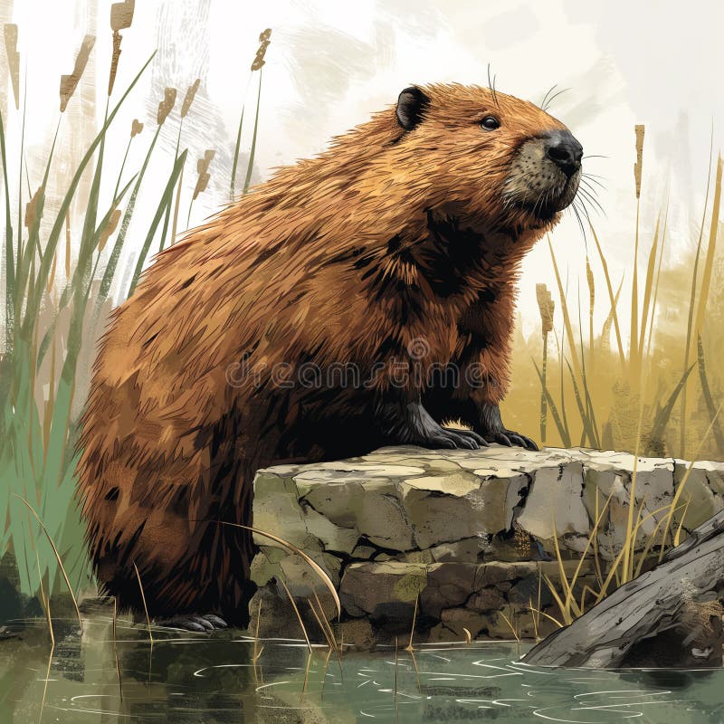 Model of an Industrious Beaver Building a Dam, AI Generated Stock ...