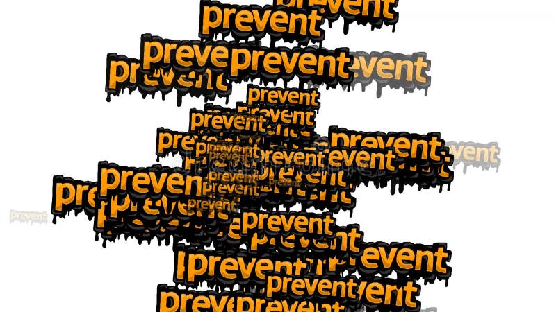 Animated Video Scattered with the Words PREVENT on a White Background ...