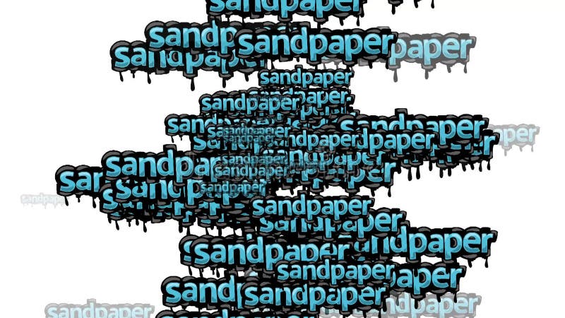 Animated Video Scattered with the Words SANDPAPER on a White Background ...