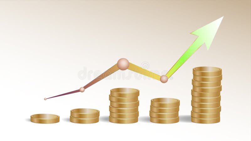 Animated Video of a Stack of Golden Coins with an Decrease and Increase Arrow Graph Stock Video ...