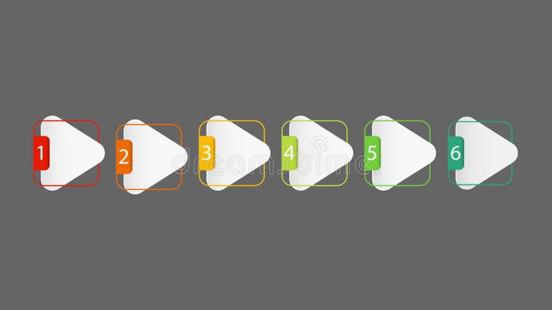 Animated Video 4, 5 and 6 Steps Triangle Shape with Multicolor Label ...