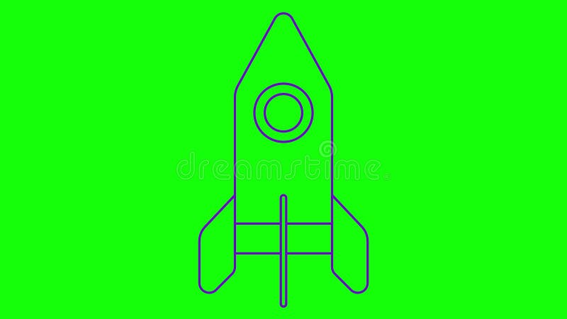 Animated Violet Rocket is Drawn. Linear Symbol. Concept of Startup ...