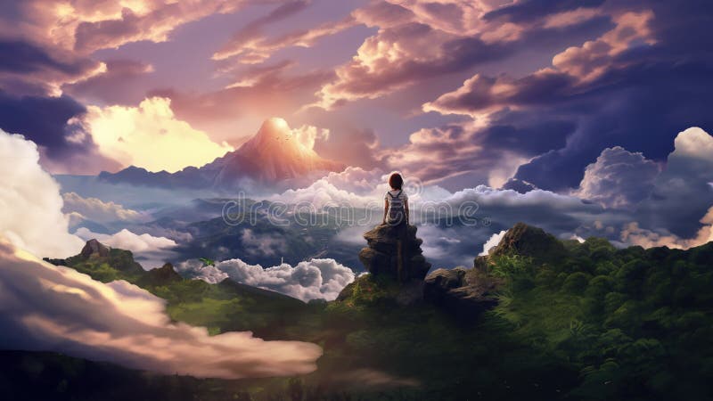 Animated Virtual Backgrounds Landscape Clouds and Mountains. Stock ...