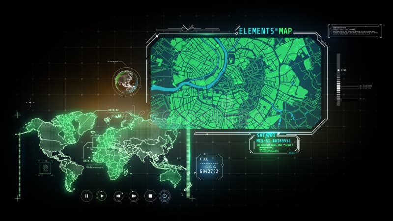 Animated Virtual Dashboard with Maps Stock Footage - Video of internet ...