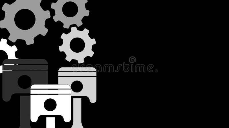 Animated Piston and Gear System Moving in Sync Representing Business ...