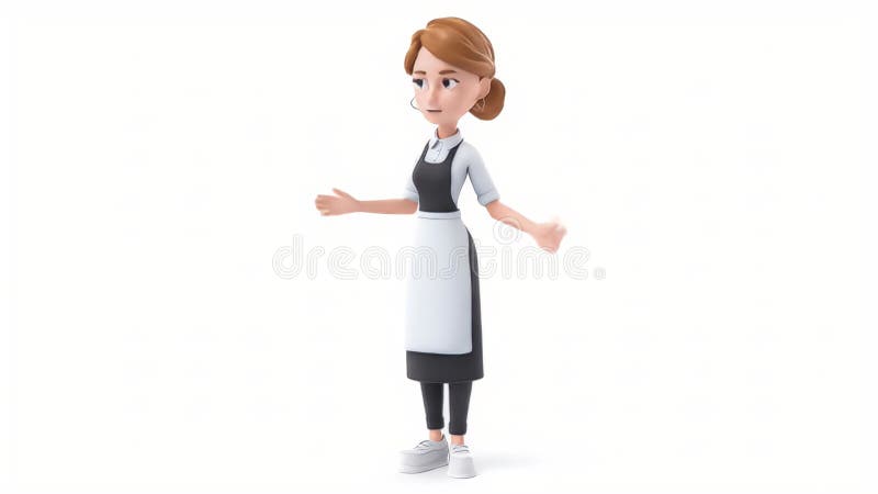 Animated Waitress: Welcoming, Explaining, and Contemplating in 3D Stock ...