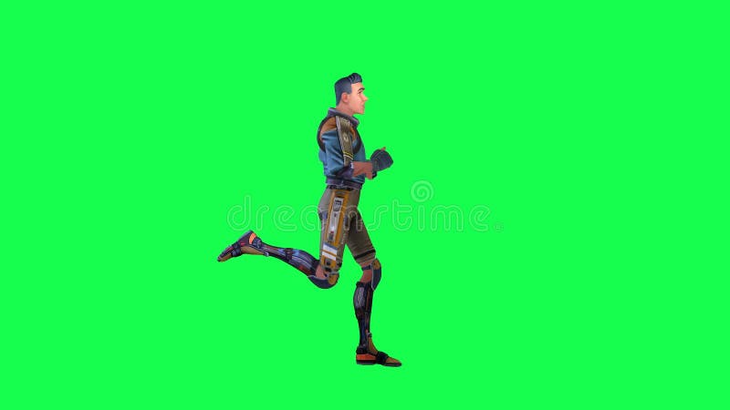 Animated Warrior Man Running from Left Angle on Green Screen 3d People ...