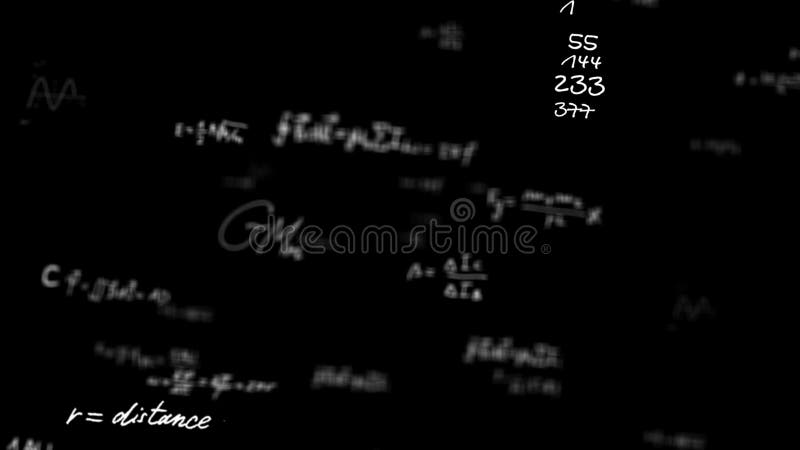 Animated White Handwritten Physics and Math Formulas Move Past the ...