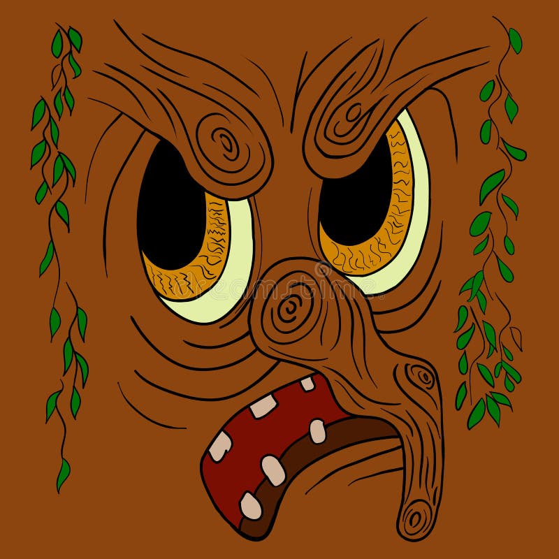 Cartoon Angry Trees Face. Vector Illustration. Stock Vector ...