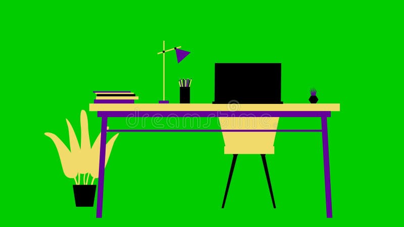 Animated Workplace of Designer. Modern Flat Design Concept of Work in ...