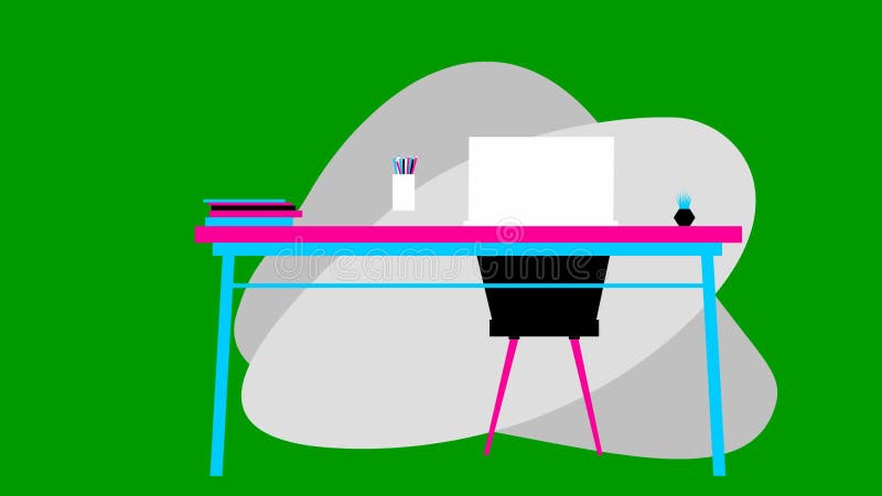 Animated Workplace of Designer. Modern Flat Design Concept of Work in ...