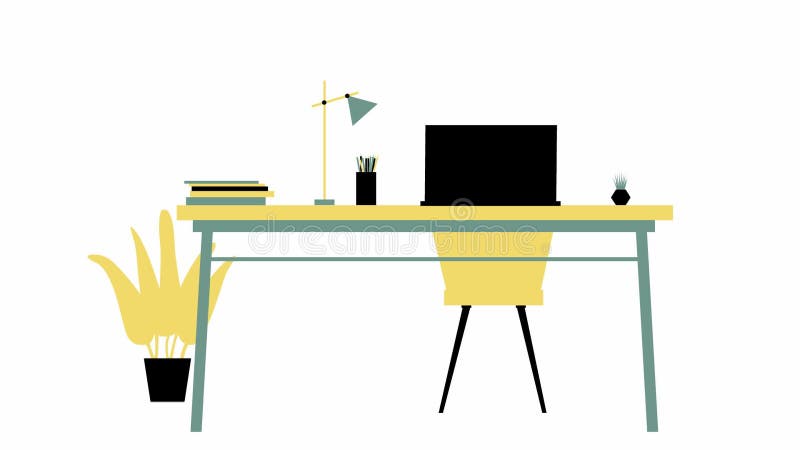 Animated Workplace of Designer. Modern Flat Design Concept of Work in ...