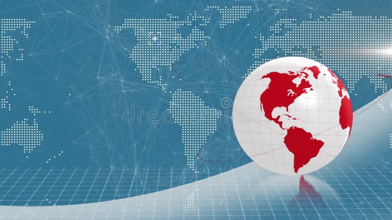 Animated World Map with Red Globe and Network Connections Stock Footage ...