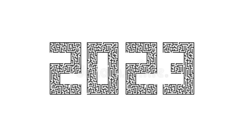 Animated 2023 Year Numbers Written in Font Made from Maze Lines Stock ...