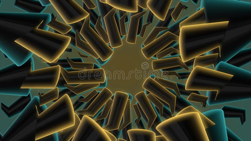 Yellow and Blue Color 3d Shapes Wiggling on Circular Path Background ...