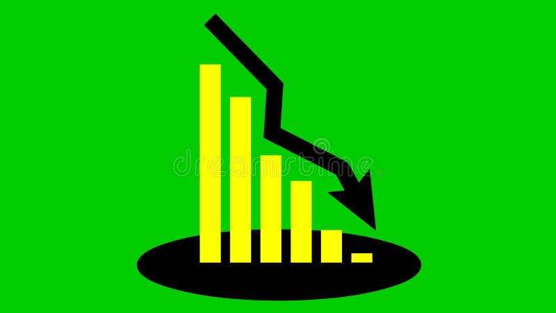 Animated Yellow Chart of Financial Decline with a Trend Line Chart ...