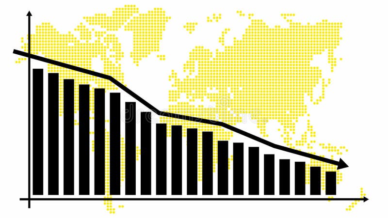 Animated Yellow Chart of Financial Decline with a Trend Line Chart ...