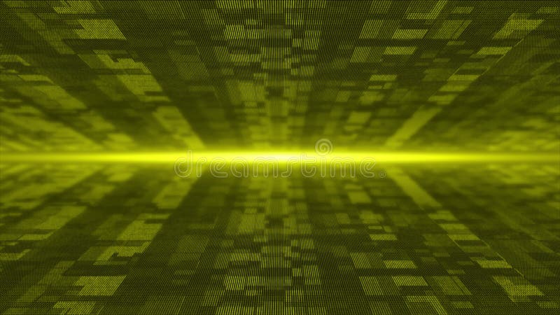 Yellow Flying Particles in Digital 3d Technologic Cyberspace with Light ...