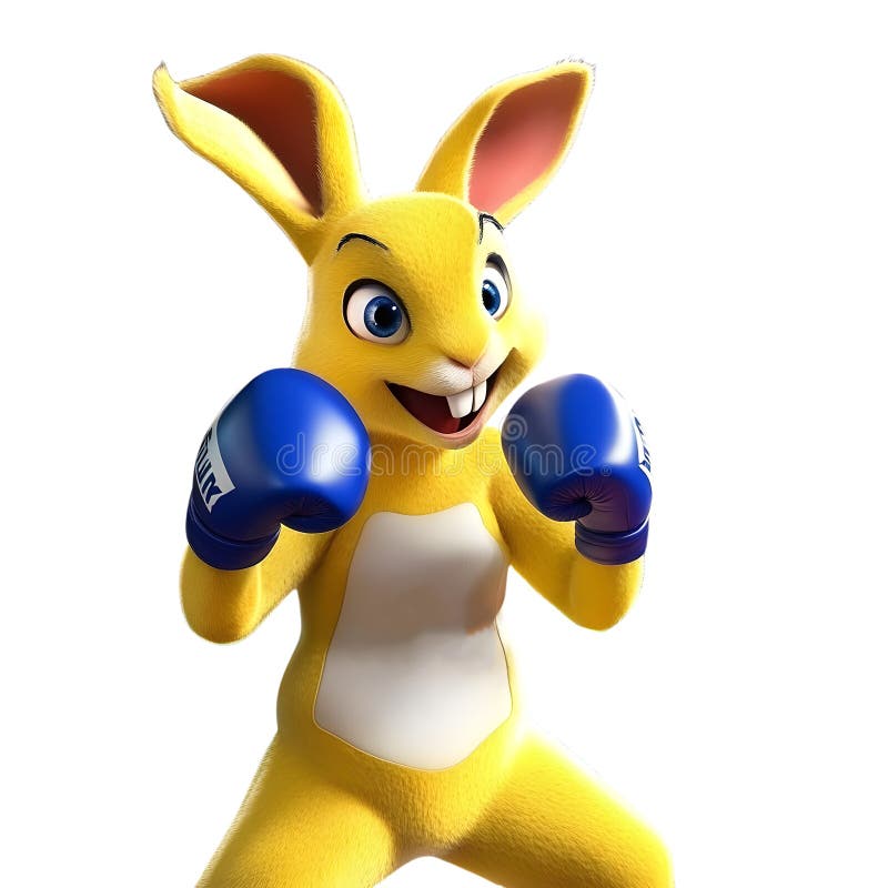 Animated Yellow Rabbit in Boxing Gloves Stock Illustration ...