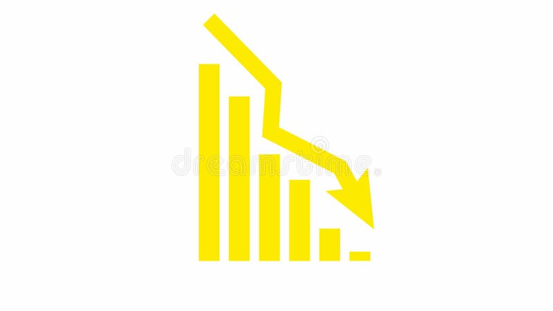 Animated Yellow Recession Chart of Financial Decline with a Trend Line Chart. Economic Crisis ...