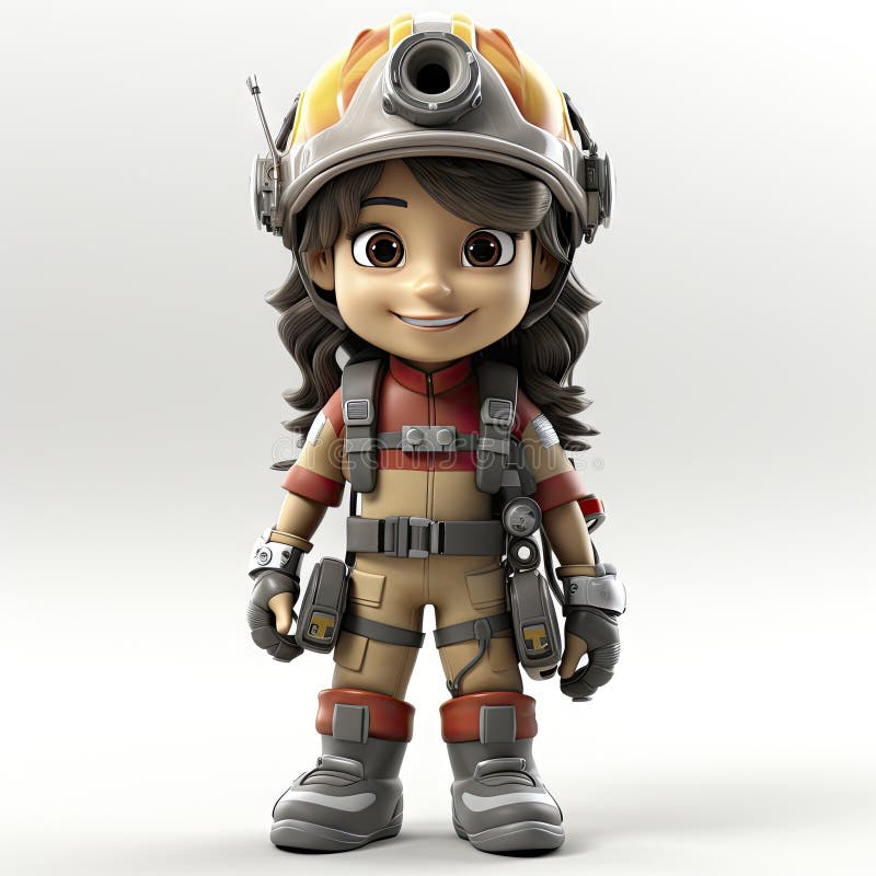 Animated Young Female Miner with Equipment Ready for Work. Stock ...