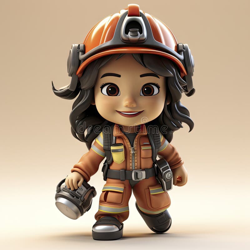 Animated Young Female Miner with Equipment Ready for Work. Stock ...