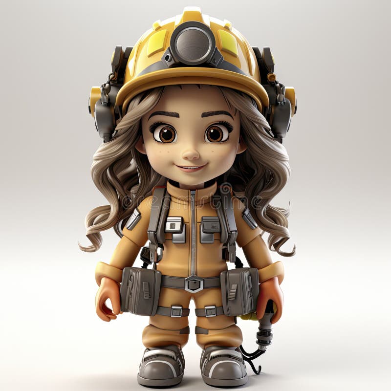 Animated Young Female Miner with Equipment Ready for Work. Stock ...