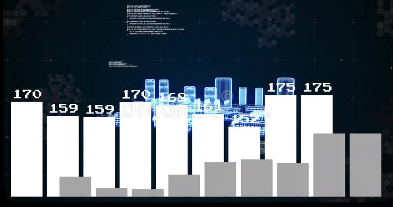 Animating Bar Chart Data Visualization Over Futuristic Digital Interface Background Stock ...
