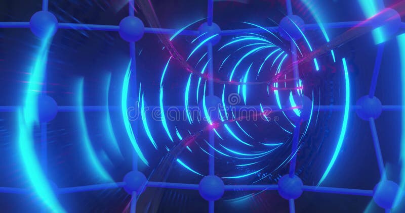 Animating Blue and Red Neon Tunnel Over Molecular Structure Stock Video ...