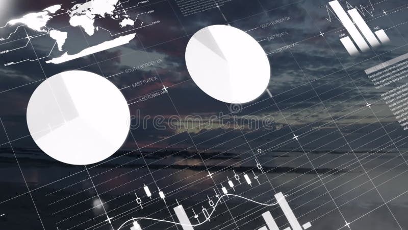 Animating Charts and Graphs Over Landscape with Sunset in Background ...
