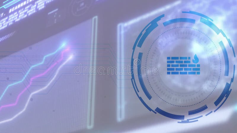Animating Firewall Protection Over Digital Data Charts and Graphs Stock ...