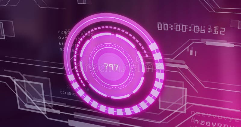 Animating Futuristic Digital Interface with Circular Progress Indicator and Data Processing ...