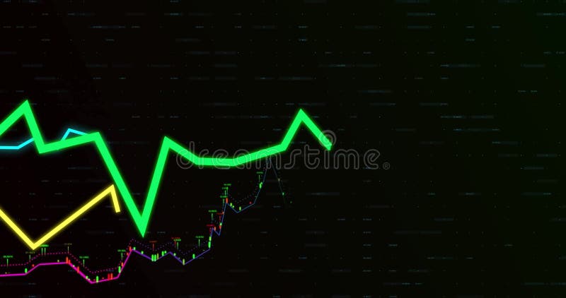 Animating Glowing Green Line Graph with Digital Glitch Effects on Dark ...