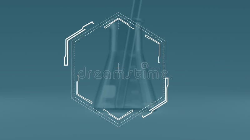 Animating Hexagonal Frame Over Laboratory Flask with Blue Background ...