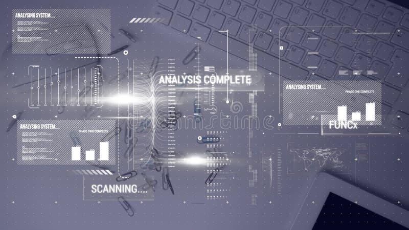 Animating of Interface with Data Processing Against Paper Clips Falling ...