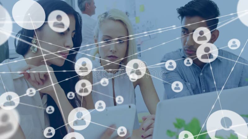 Animating Network of Connected User Icons Over Diverse Colleagues ...