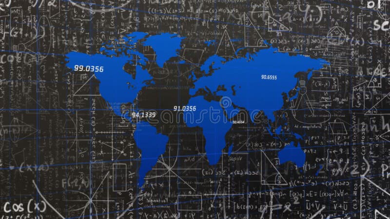 Animating World Map Coordinates Over Mathematical Equations and Graphs ...