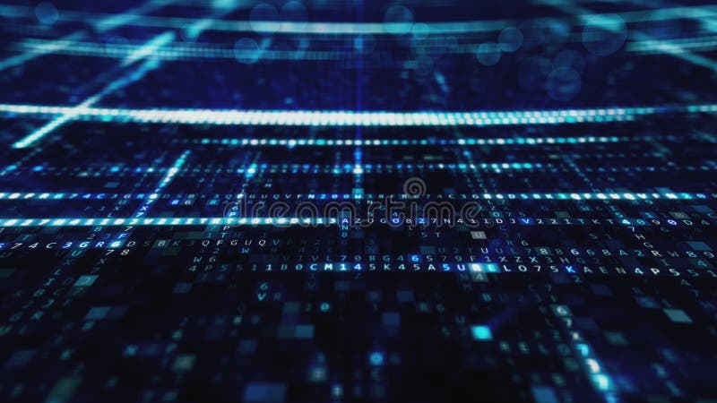 Animation of Abstract Blue Technology Background. Hexadecimal Computer ...