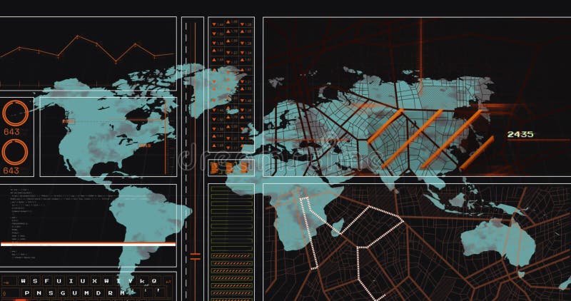 Animation of Abstract Pattern Over Navigation Pattern Against Map in ...