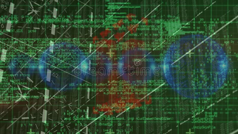 Animation of Abstract Shapes with Digital Code Overlay on Green ...