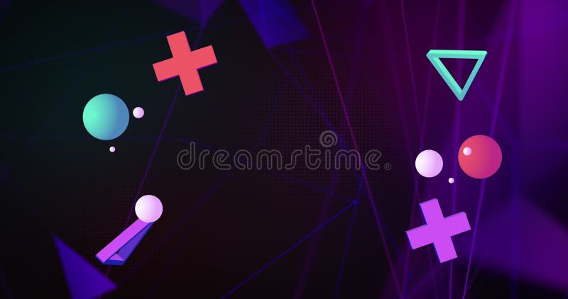 Animation of Abstract Shapes Moving on Black To Purple Background Stock ...