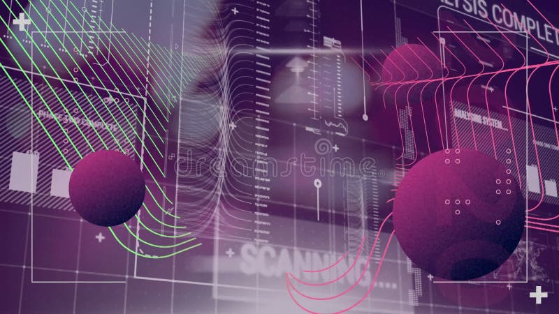 Animation of Abstract Shapes Over Digital Interface with Against Pink ...