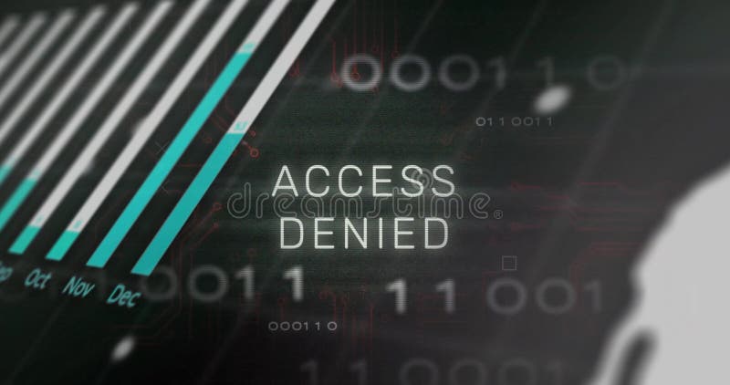 Animation of Access Denied Text Over Processing Data and Charts on Interface Stock Footage ...