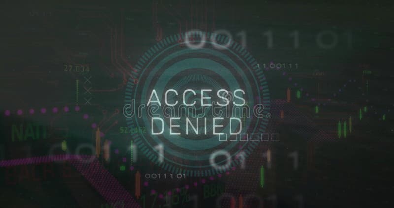 Animation of Access Denied Text, Scope and Data Processing Over Black ... Animation of Access Denied Text, Scope and Data Processing Over Black ...