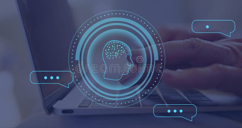Animation of Ai Brain and Data Processing Over Caucasian Man Typing on Computer Stock Video ...
