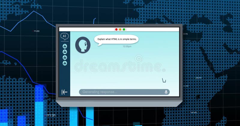 Animation Of Ai Chat Bot And Digital Data Processing Over Computer