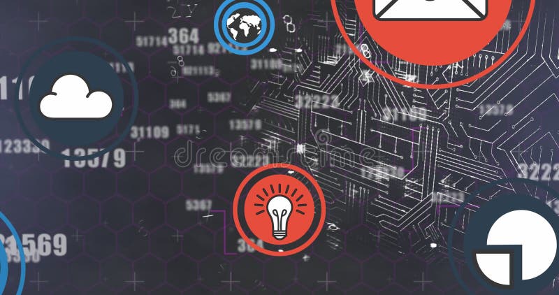 Animation of Ai Data Processing with Icons and Computer Circuit Board Stock Footage - Video of ...