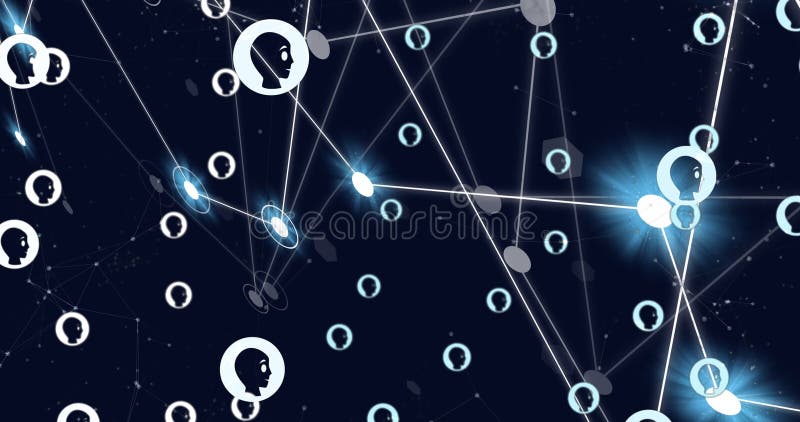Animation of Ai Data Processing with Icons and Network of Connections ...