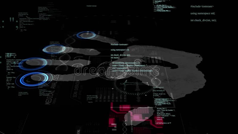 Animation of Ai Data Processing Over Biometric Handprint and Dark ...